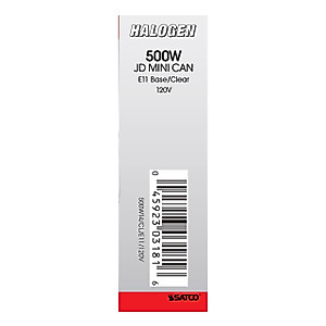 Satco S3181 120V 500-Watt T4 E11 Base Light Bulb, Clear