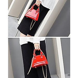 Goclothod Women Patent Leather Handbag Zip Around Dome Shoulder Bag Mini Top Handle Satchel Tote Purse