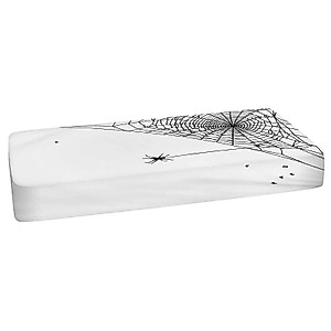 Spider Web Fitted Crib Sheet,Corner Cobweb with a Hanging Insect Hand Drawn Style Gothic Design with Flies Microfiber Silky Soft Toddler Mattress Sheet Fitted,28"x 52"x 8'',Baby Sheet for Boys Girls