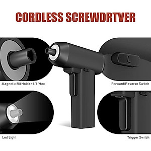 Electric Screwdriver Cordless, 3.6V Cordless Electric Screwdriver with 42pcs Screwdriver Bits, USB-C Charging & LED Light, 1500mAH Li-ion and Storage Bag, Power Screwdriver for Home and Professional