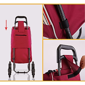 Portable Shopping Bag Foldable Heavy Duty Replacement Bag Shopping Spare Bag Reusable Waterproof for Shopping Cart Fold up Hand Truck red