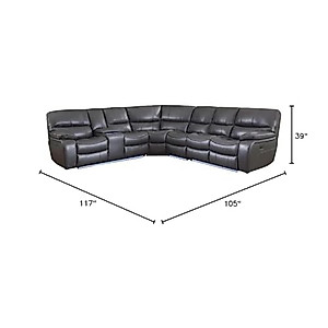 Homelegance 4 Piece Pecos Power Reclining Sectional with LED, Gray