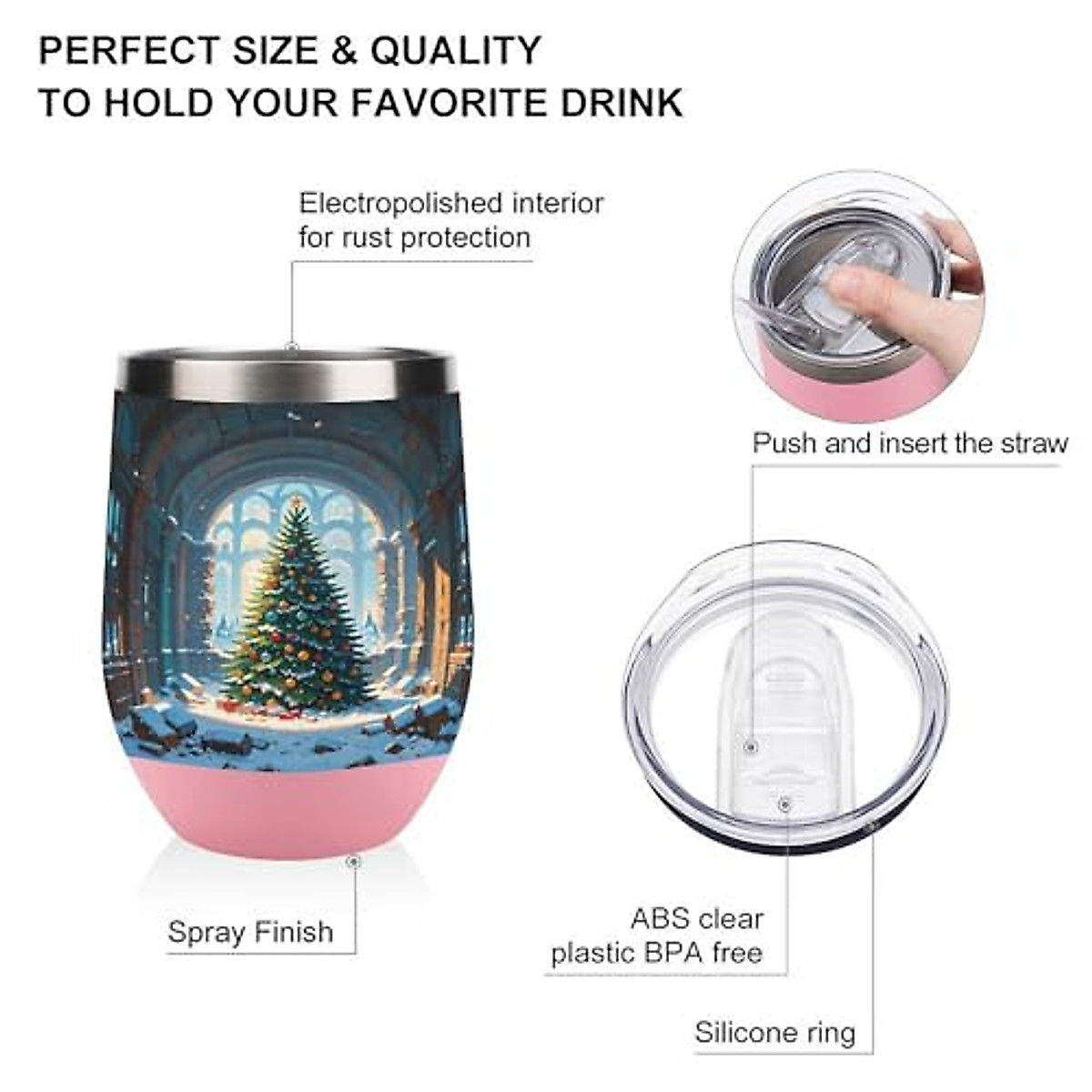 WYUSPGK 304 Stainless Steel Insulated Cup, Winter Ruins Print Smooth Rim, Durable & Reusable - Perfect for Office, Home, And Travel