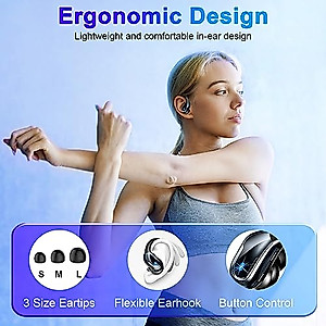Wireless Earbud, 2023 Sport Wireless Bluetooth 5.3 Earbud with HiFi Stereo, 90H Over Ear Bud with Noise Cancelling Mic, IP7 Waterproof Bluetooth Headphones, LED Display, Button Control, for Running