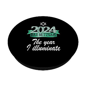 2024 Bar Mitzvah Quote Festive Black Turquoise Decor PopSockets Standard PopGrip