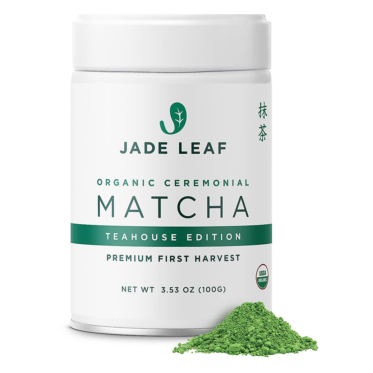 Jade Leaf Matcha Organic Green Tea Powder, Ceremonial Grade, Teahouse Edition Premium First Harvest - Authentically Japanese (3.53 Ounce Tin)