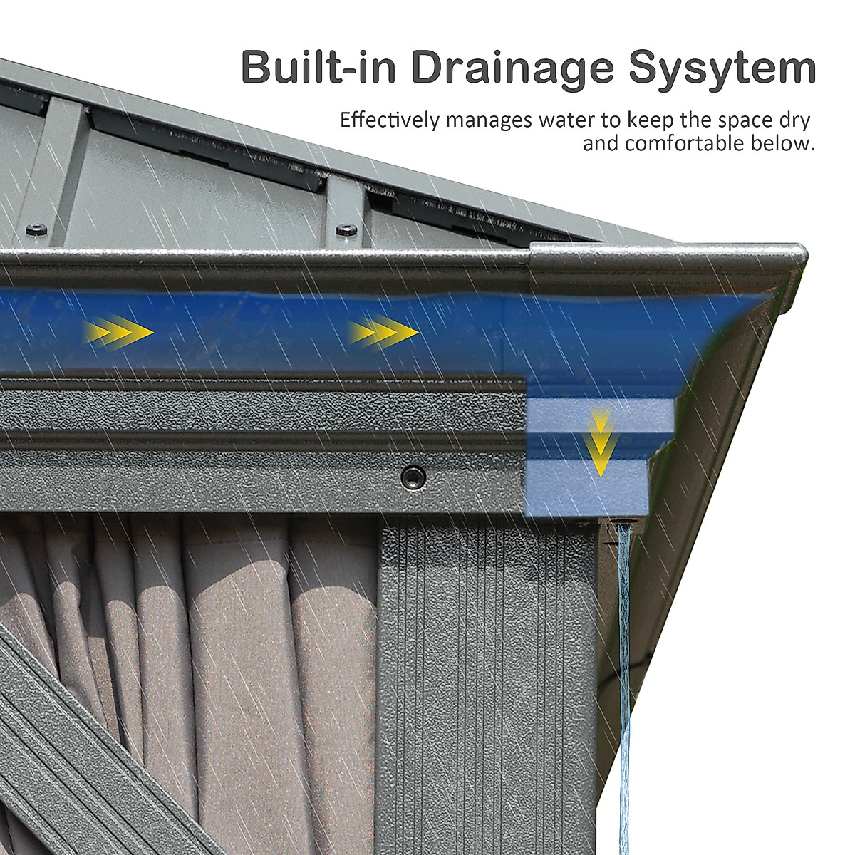 Domi 12' X 18' Hardtop Gazebo Outdoor Metal Gazebo with Galvanized Steel Double Roof Canopy, Aluminum Frame, Curtains and Netting for Patio, Deck, Garden, Grey