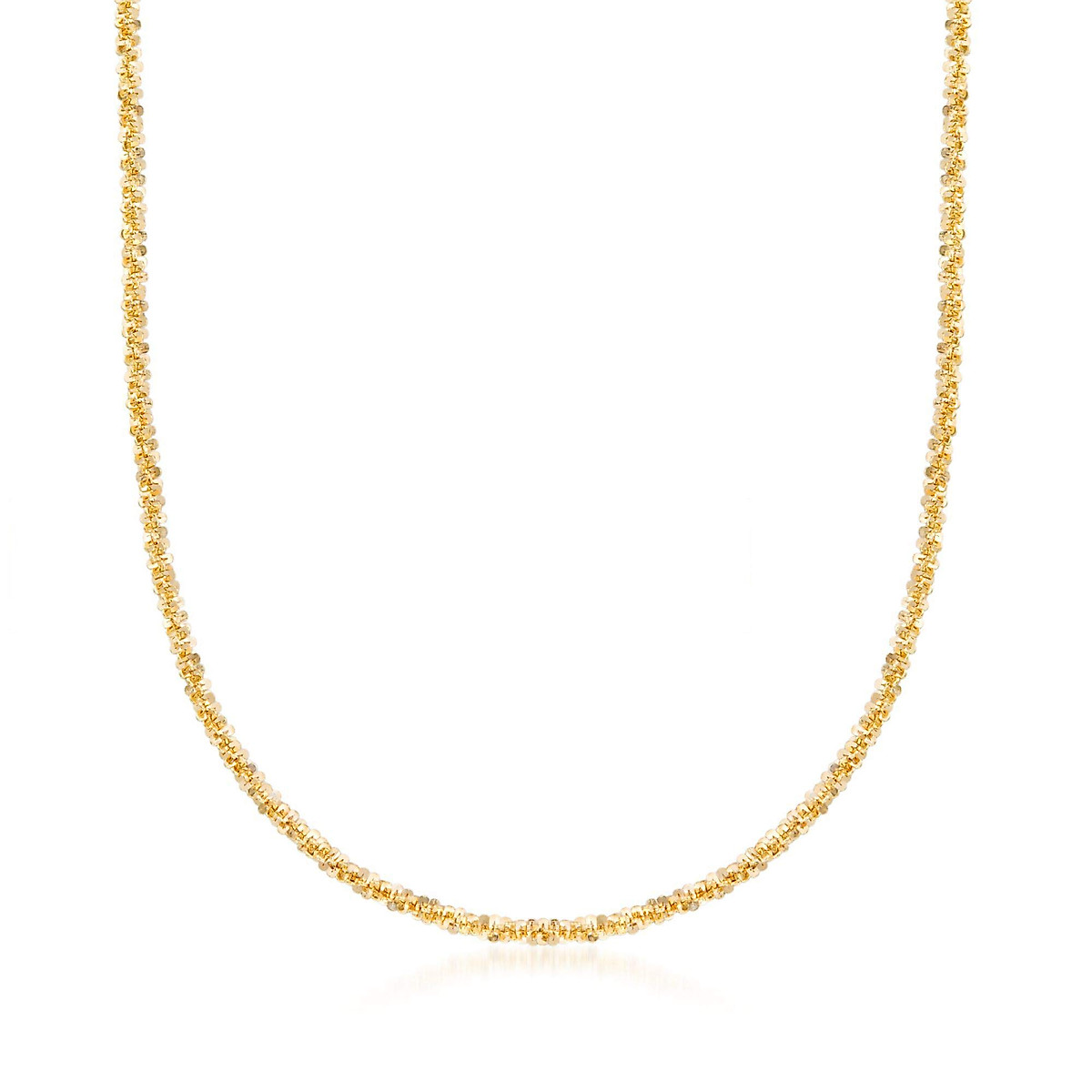 Ross-Simons Italian 2mm 18kt Gold Over Sterling Crisscross-Chain Necklace. 24 inches