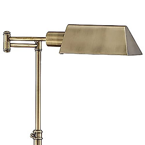 Regency Hill Jenson Modern Metal Adjustable Pharmacy Floor Lamp Swing Arm 54" Tall Aged Brass Metal Shade Standing Pole Light for Living Room Reading House Bedroom Home Office