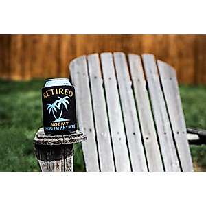 Retirement Can Coolers - 6 Pack - Retirement Stocking Stuffer - Retired Not My Problem Anymore Thermocoolers - Funny Retirement Gifts for Women and Men - Insulated Drink Holder with Palm Trees
