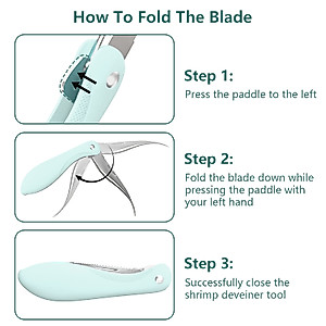 WhiteRhino Shrimp Deveiner Tool, Shrimp Peeler and Deveiner Tool, with Stainless Steel Blade and ABS Non-slip Handle, Folded Shrimp Cleaner Knife, Portable Prawn Shell Peeler for Kitchen (1 Pack)