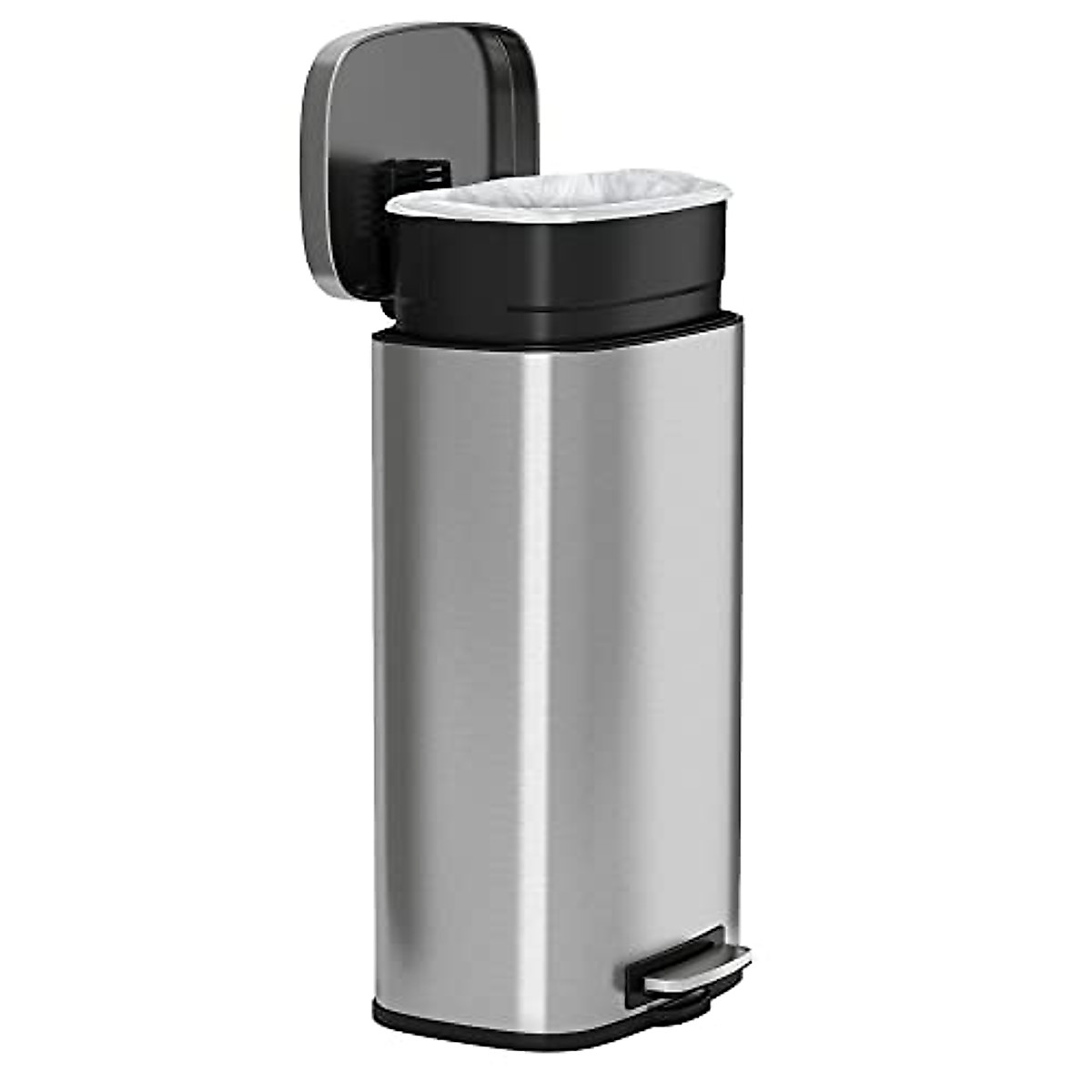 iTouchless SoftStep 8 Gallon Step Trash Can with Odor Control System & Removable Inner Bucket, Stainless Steel 30 Liter Pedal Garbage Bin for Office, Home and Kitchen