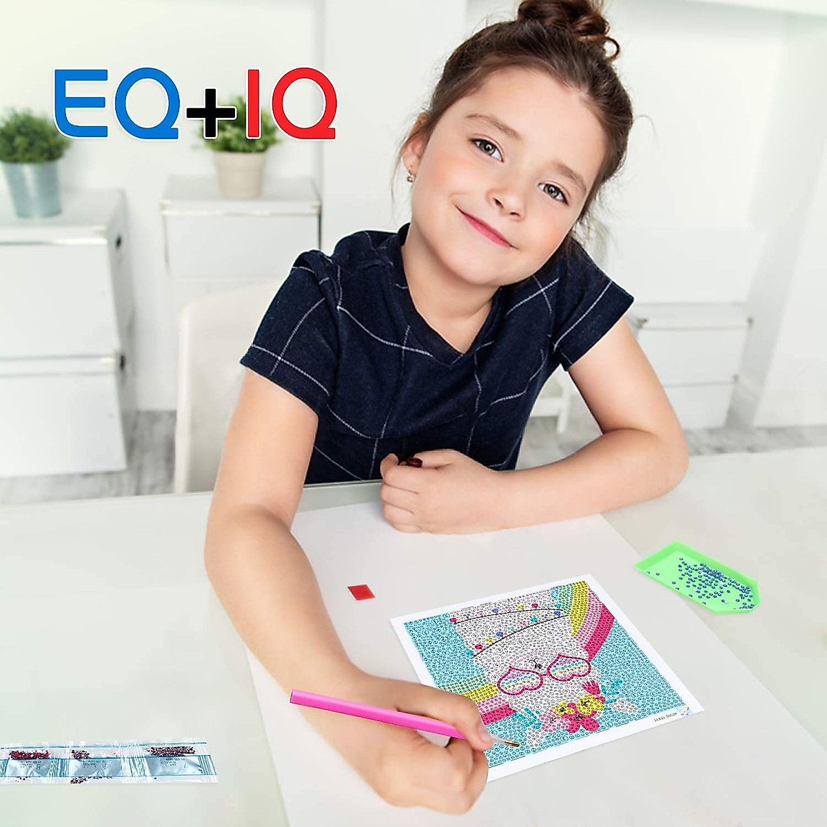 YOBEYI 5D Diamond Painting Kits for Kids Wooden Frame Diamond Arts and Crafts for Kids Mosaic Gem Stickers by Number Kits DIY Painting Arts Crafts Set Embroidery Christmas Gift (Alpaca B)