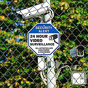 "Security Alert - 24 Hour Video Surveillance, All Activities Monitored" Sign By SmartSign | 10" x 10" Aluminum