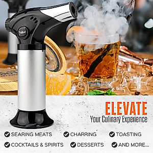 Foghat Cocktail Smoker Torch for Smoked Cocktails and Cooking - Handheld Refillable Culinary Butane Kitchen Blow Torch Lighter Gun, Creme Brulee Torch
