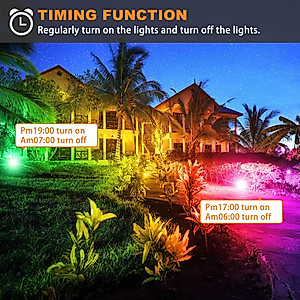 MELPO LED Flood Light Outdoor, 500W Equivalent 5000LM Smart RGB Landscape Lighting with APP Control, DIY Scenes - Timing - Warm White 2700K - Color Changing Uplight, IP66 Waterproof US Plug (4 Pack)