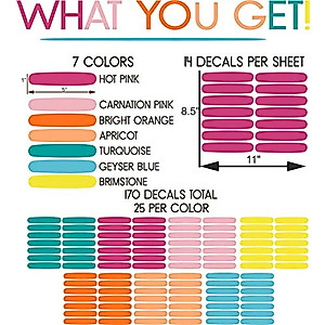 Confetti Sprinkles Wall Decals (1 inch x 5 inch confetti - 160 Decals total) Easy Peel and Stick Matte Finish Removable Decals Safe on Painted Walls (Bright)