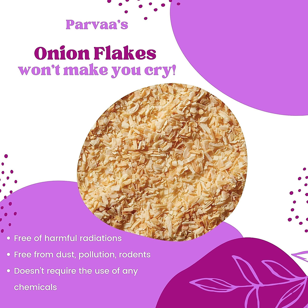 Parvaa Dehydrated Onion Flakes | Perfectly Chopped, Preservative-Free, and 100% Organic for Optimal Health | Granulated Onion | Versatile and Delicious Cooking Ingredient 3.17oz – (90g)