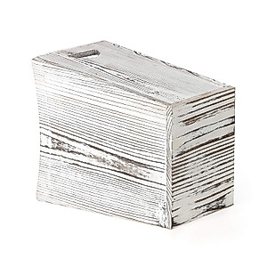 BTY Wood Trash Can, Farmhouse Small Square Wastebasket Bin, Rustic Style Wooden Waste Bin with Convenient Handle for Bathroom, Kitchen, Bedroom, Office - Rustic Grey