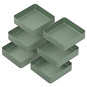 6 Pcs Stackable Drawer Organizer Set, 6.6" X 6.6" Square Plastic Vanity Drawer Organizers and Storage Bins,Desk Drawer Organizer Trays for Makeup,Bathroom Countertop,Office Drawer Divider,Forest Green