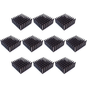 Easycargo 10pcs 25mm Heatsink Kit 25x25x10mm + 3M 8810 thermal conductive adhesive tape, cooler Aluminum Heat Sinks for cooling Raspberry Pi 4 GPU IC Chips LED (25mmx25mmx10mm)
