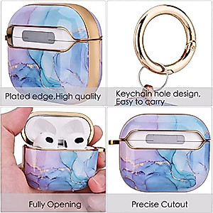 OLEBAND Airpod 3rd Generation Case(2021) with Cute Pattern,Hard Cover,Anti-Slip Airpods 3 Case,Compatible for Apple Air pod Case 3rd Gen,for Women and Girls,Watercolor Marble