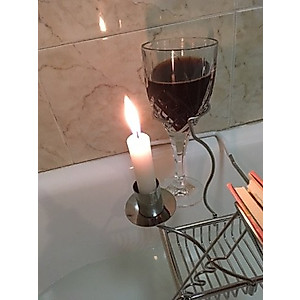 Bathtub Tray Caddy Stainless Steel - Bath Tub Caddy Rack & Organizer with Stand for Book, iPad or Phone - Candle Holder - 2 Wine Holders