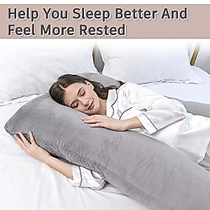 DOWNCOOL Pregnancy Pillow, U Shaped Body Pillow for Pregnancy, 55 Inch Grey Maternity Support with Removable Cover for Sleeping,Support for Back, Hips, Legs, Belly