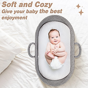 Pro Goleem Baby Diaper Changing Basket, Portable Easy to Clean Moses Basket for Newborn Babies with 1 Foam Pad 2 Waterproof Pad Covers and 1 Diaper Caddy Organizer