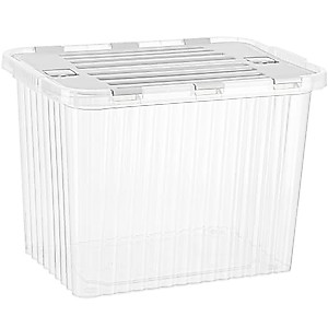Superio 13 Gallon Hinged Lid Storage Tote; Stackable Storage Container with Lid (52 Quart, Bin with Hinged Lid)