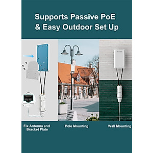 Wavlink Wireless 2.4GHz 300Mbps Long Range Weatherproof Outdoor AP/Repeater CPE Kit for PtP and PtMP Transmission | Point to Point WiFi Bridge | 2 * 2 MIMO 11dBi Antenna, 1.5km | Passive PoE Powered