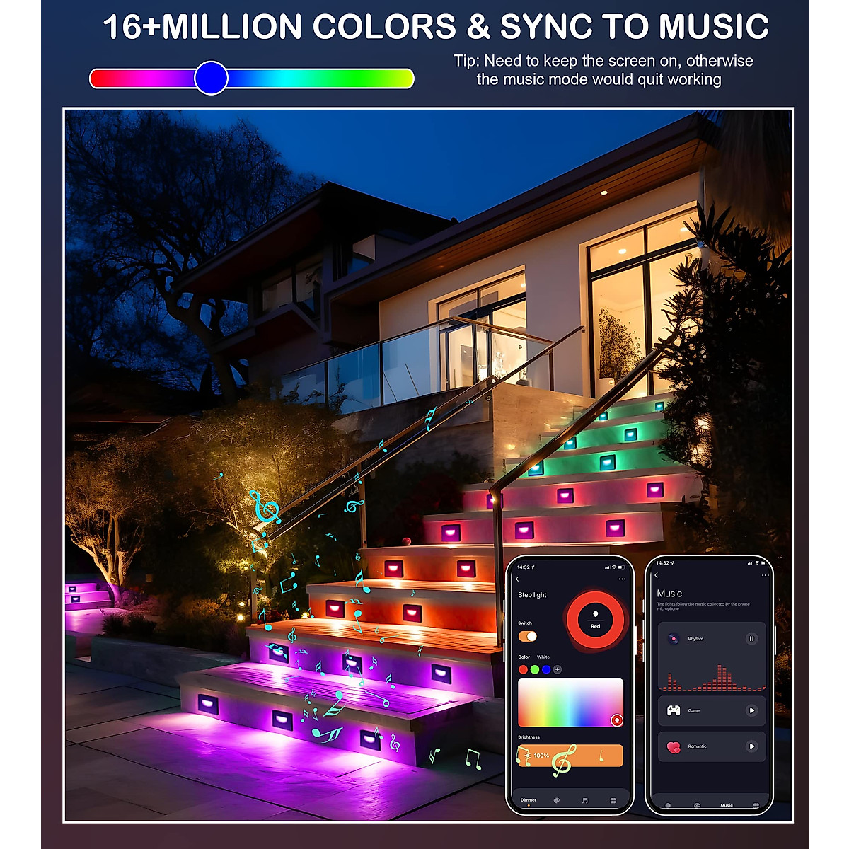 CLOUDY BAY 120V Indoor Outdoor Smart LED Step Lights, RGBCW Color Changing Stair Lights,3W 2700K-6500K,Hub Included,Compatible with Alexa and Google Home Assistant, 6 Pack