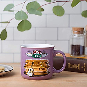 Silver Buffalo Friends Central Perk Smelly Cat Large Ceramic Camper-Style Coffee Mug for Cappuccino, Latte, Hot Cocoa or Hot Tea, 20 Ounces