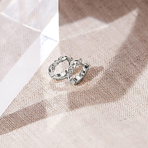 PAVOI 14K White Gold Plated 925 Sterling Silver Post CZ Huggies | Women's Small Gold Hoop Earrings | Synthetic Diamond Earrings