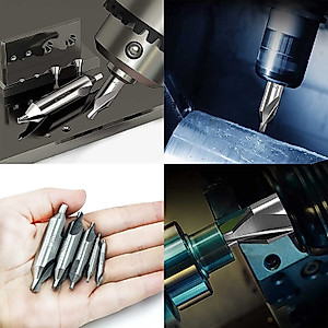 Auniwaig 1mm x 5mm Center Drill Bits Combined Drill Countersink Lathe Mill Tool Set HSS-6542 60 Degree Combined Drills Plain Type B with Protective Cone 5pcs