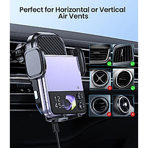 MOKPR Wireless Car Charger, 𝟮𝟬𝟮𝟯 𝗡𝗲𝘄 Dual Coils Phone Mount for Car Wireless Charger, Dash Windshield Air Vent Automatic Phone Holder Fast Charging for Samsung Z Flip 5/4/3 Galaxy S23 iPhone 15