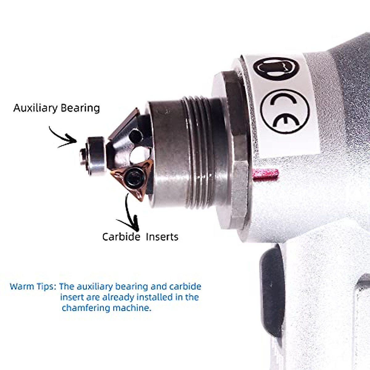 AUGUSTTOOLS Mini Pneumatic Chamfering Machine, Portable Handheld 45 Degree Arc Air Chamfer Tool for Metal Trimming and Deburring