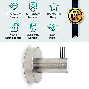 C&G BATHROOM SOLUTIONS Brushed Nickel Towel Hooks for Bathroom Wall Mounted - Stylish and Durable Modern Hand Towel Hooks for Bathrooms - Rust-Proof Towel Hooks for Shower - Bathroom Towel Hooks