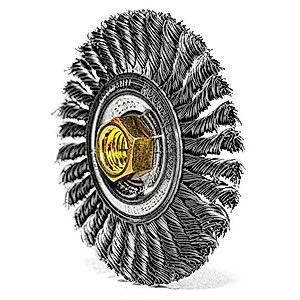 Weiler 13131 ROUGHNECK MAX 4" Stringer Bead Wheel, .020" Steel Fill, 5/8"-11 UNC Nut, Made in the USA