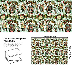 Vnaaem Vintage Christmas Wrapping Paper Retro Santa Claus Balloon Bell Gift Wrap Paper Bulk Xmas Folded Flat for Christmas Holiday Party Celebration - 20 X 28Inches Per Sheet(8 Pack)