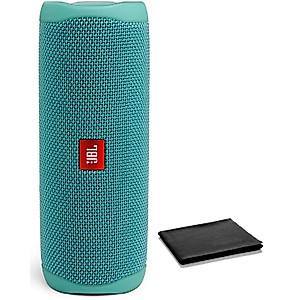 JBL Flip 5 Waterproof Portable Bluetooth Speaker for Travel, Outdoor and Home - Wireless Stereo-Pairing - includes Microfiber Cleaning Cloth - Teal
