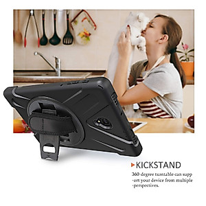 KIQ Case for Galaxy Tab A 10.5 Case T590 2018, Shockproof Heavy Duty Military Armor Hybrid Cover Kickstand for Samsung Galaxy Tab A 10.5 2018 SM-T590 (Shield Black)