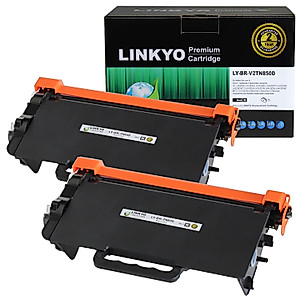 LINKYO Compatible Toner Cartridge Replacement for Brother TN850 TN-850 TN820 (2-Pack, High Yield Black, Design V2)