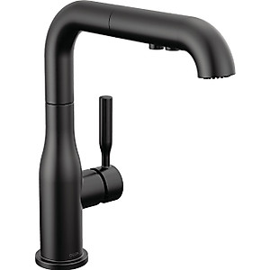 Delta Faucet Almari Pull-Out Kitchen Faucet, Black Kitchen Faucets with Pull-Out Sprayer, Kitchen Sink Faucet, Faucet for Kitchen Sink with Magnetic Docking, Matte Black 16943-BL-DST