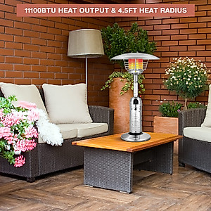 Giantex Outdoor Propane Patio Heater, 11,000 BTU Portable Tabletop Heater w/Weighted Base, Stainless Steel, Adjustable Thermostat, Electric Heater for Backyard, Garden, Commercial Restaurant, Silver