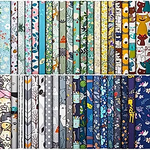 40 Pcs 10 x 10 Inches Cotton Fabric Bundle Squares Precut Fabric Squares Multi Color Floral Fat Squares Sheets for Kids DIY Craft Quilting Sewing (Classic Patterns)