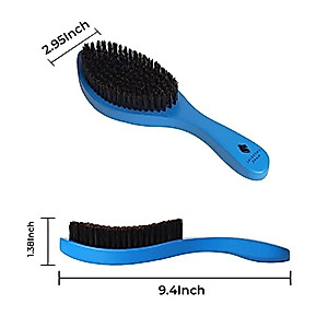 IMPERIAL MANE Medium Curved Brush for Men - 360 All-Purpose Boar Bristle Brush for Waves, Thin and Normal Hair Cultivating, Polishing (Blue)