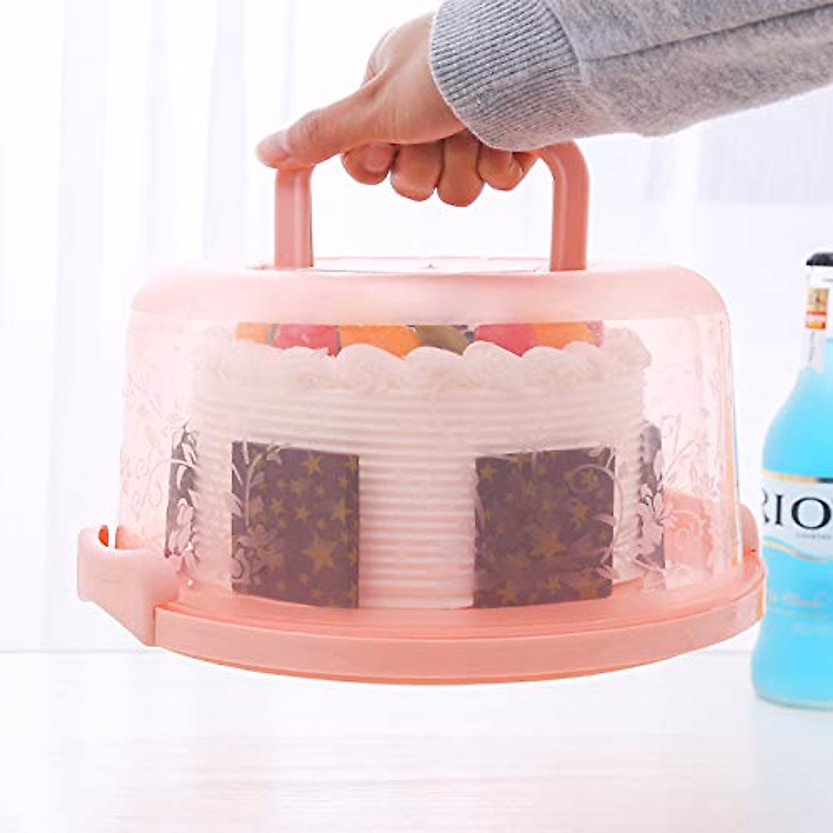 Operitacx Birthday Cake Carrier Locking Cake Container Cake Stand Portable Cheesecake Carrier Pastry Tray Macaron Bread Box Cake Storage Holder Keeper for Dessert Cake