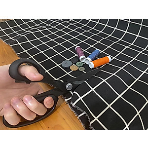 Mxeiwzx Left-Handed Scissors for Adults, 8 Inch Titanium Coating with Stainless Steel Blade, for Dressmaking, Leather Professional Sewing Fabric, Crafting and Home General Use, Black