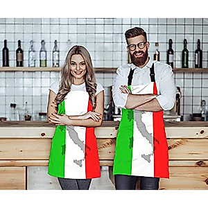 WONDERTIFY Italian Flag Apron,The Contour of Italian Territory Is Printed on The Flag Bib Apron with Adjustable Neck for Men Women,Suitable for Home Kitchen Cooking Waitress Chef Grill Bistro Apron